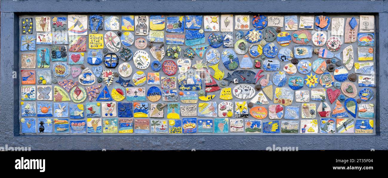 A variety of individual tile art created by children Stock Photo - Alamy