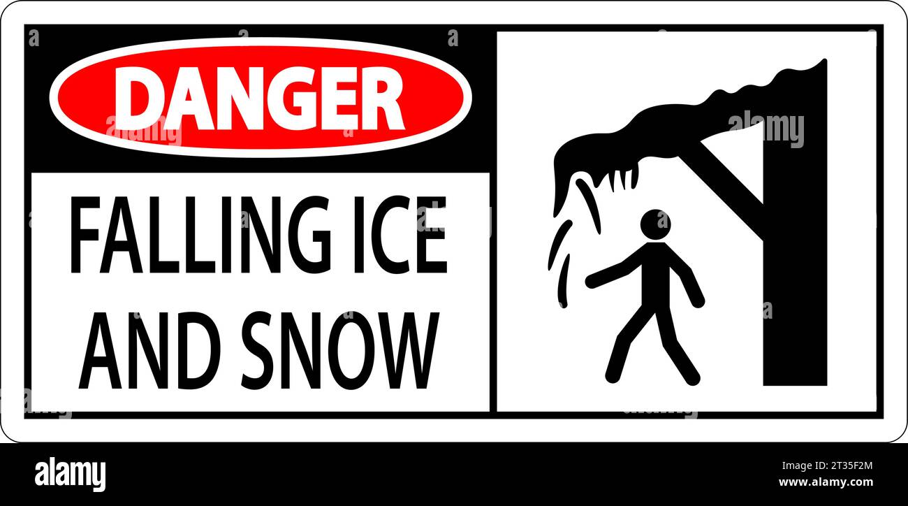 Ice and Snow Warning Sign Caution - Falling Ice And Snow Sign Stock ...
