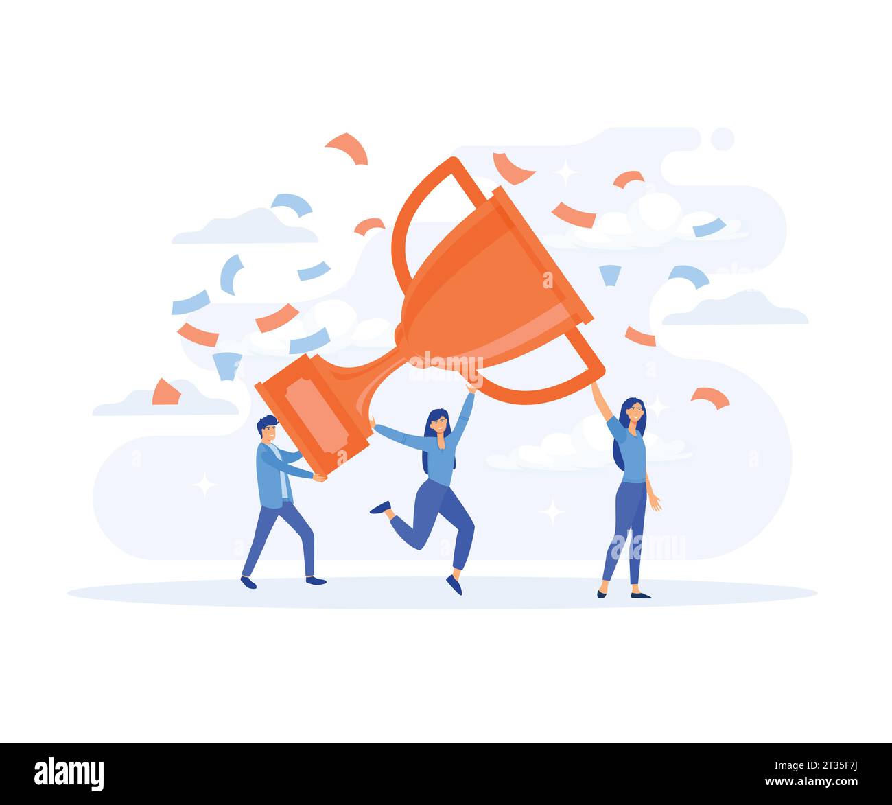 Success team concept, people celebrate success achievement by holding a ...