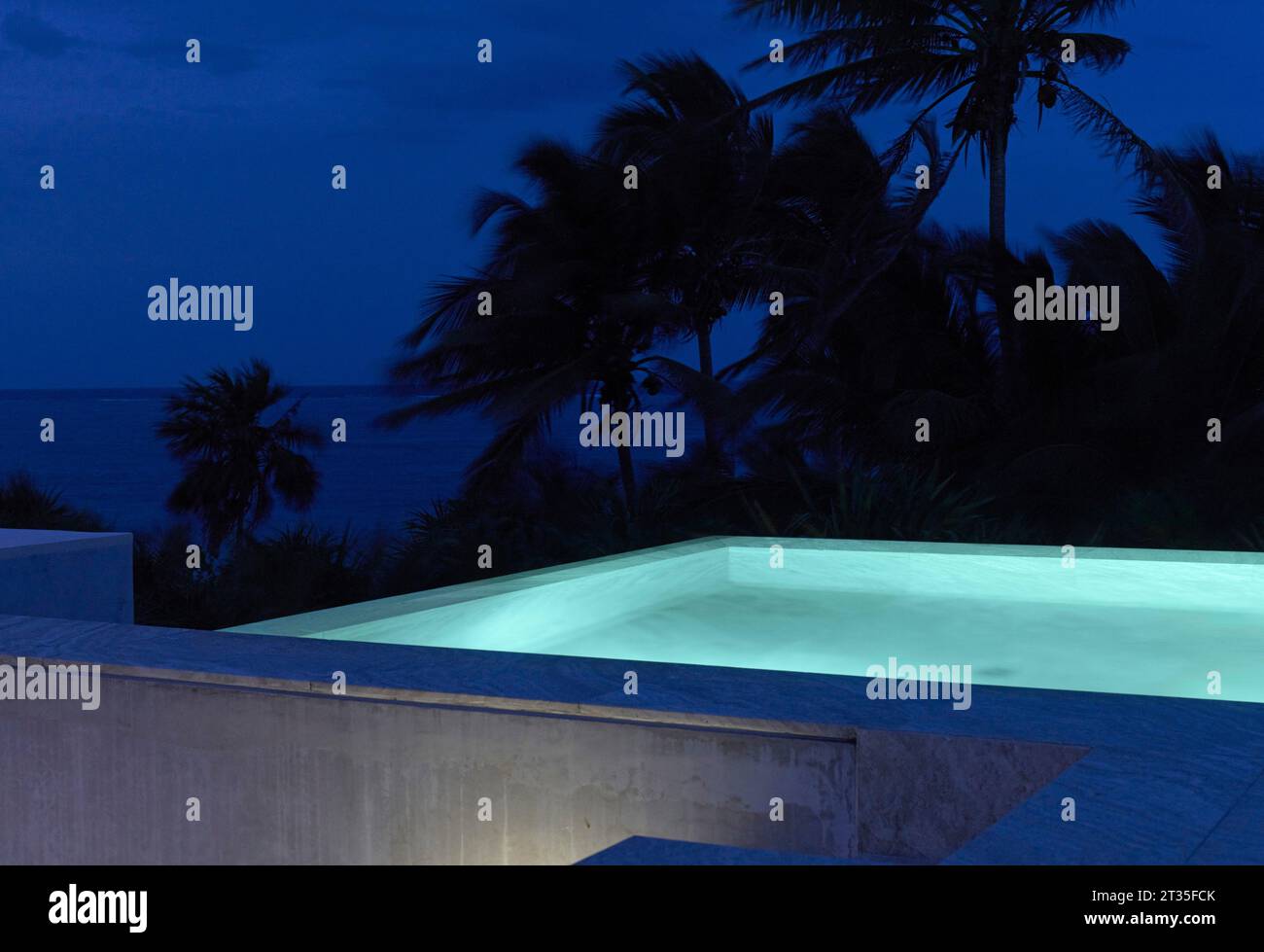 View of roof terrace at night. Holiday Home Tulum - Casa Uh K aay ...