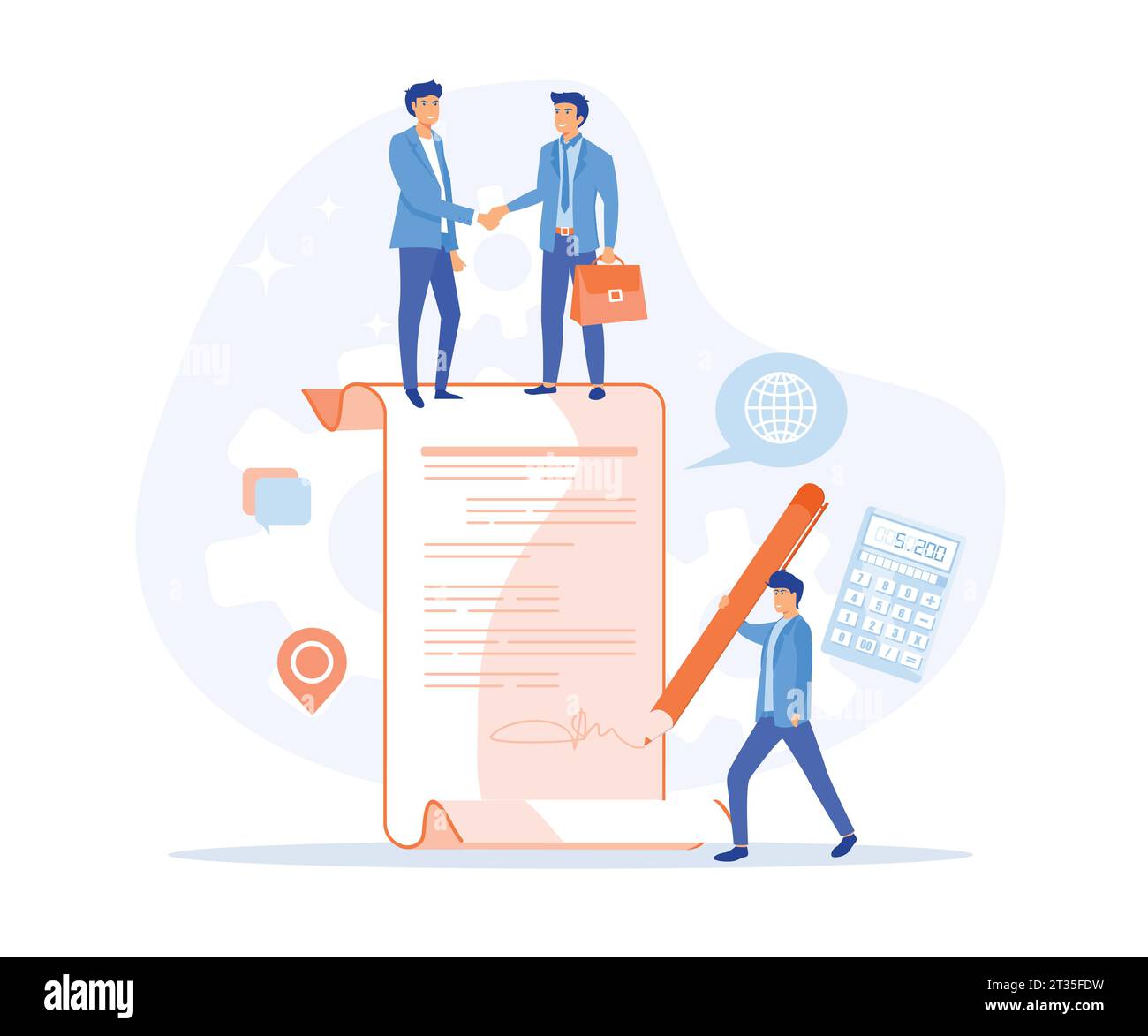 contract agreement concept, Business people standing on a signed ...