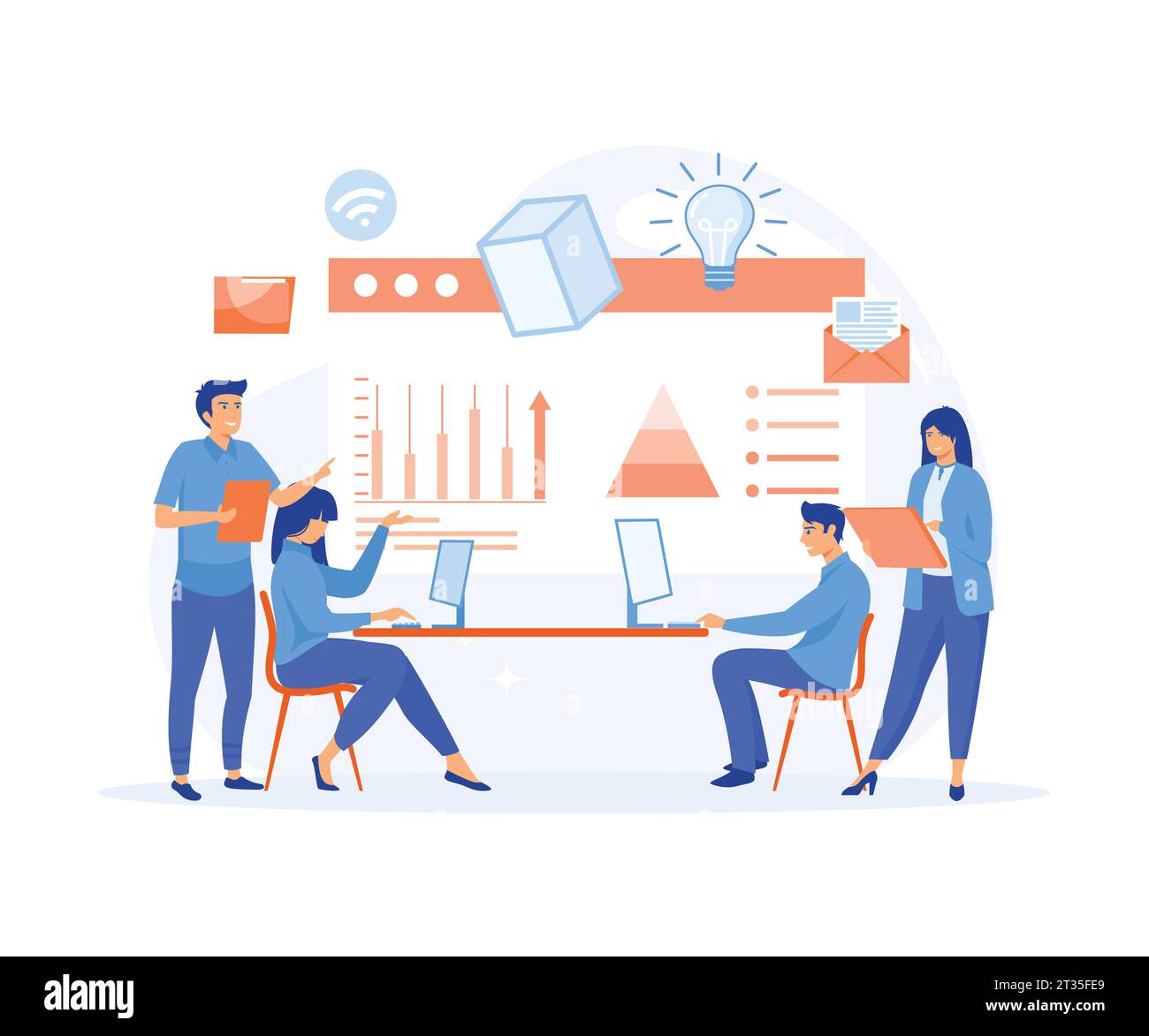 digital workspace, remote work. Corporate business team having a ...