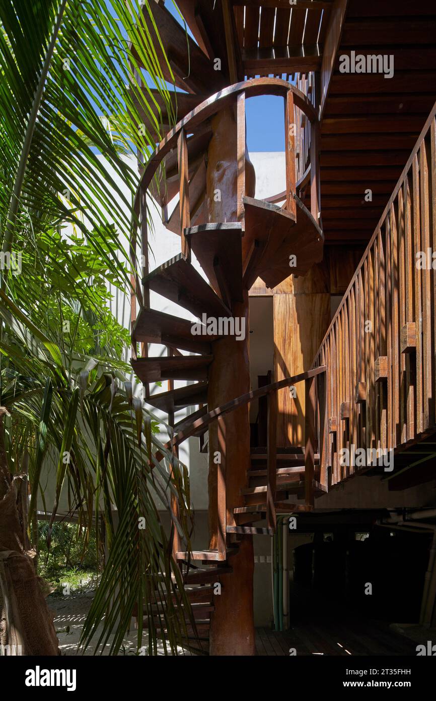 Wooden spiral staircase. Holiday Home Tulum - Casa Uh K aay, Tulum ...