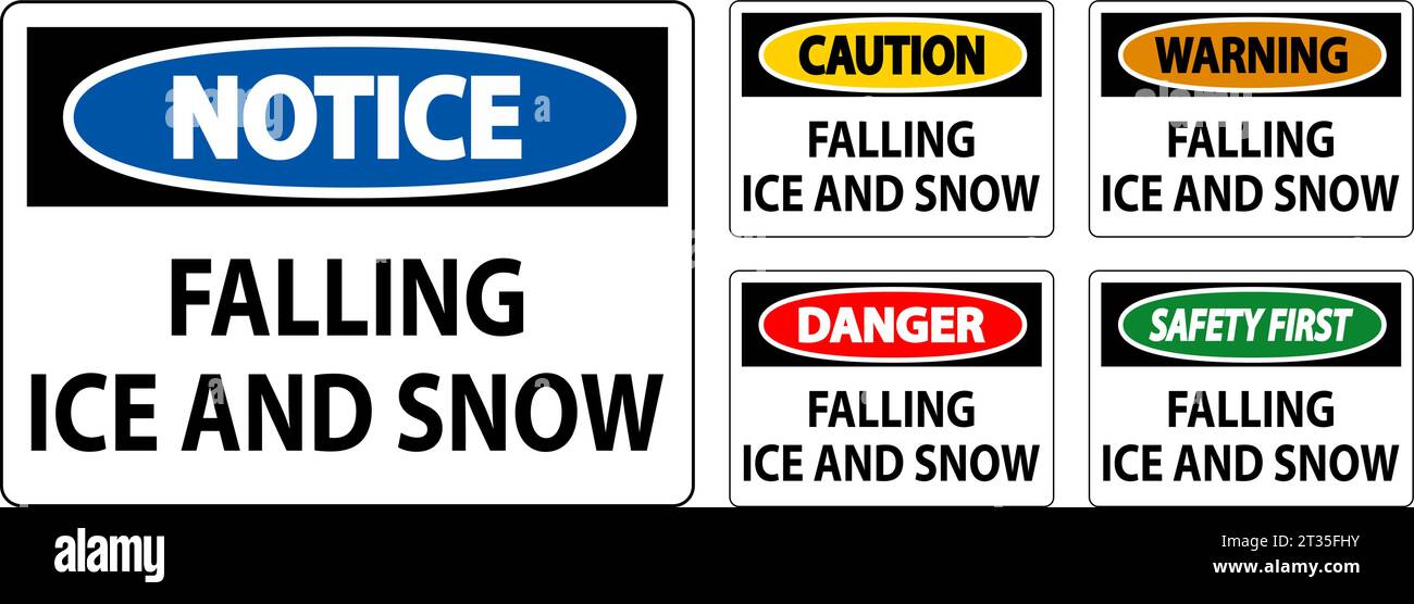 Caution Sign Falling Ice And Snow Stock Vector Image & Art - Alamy