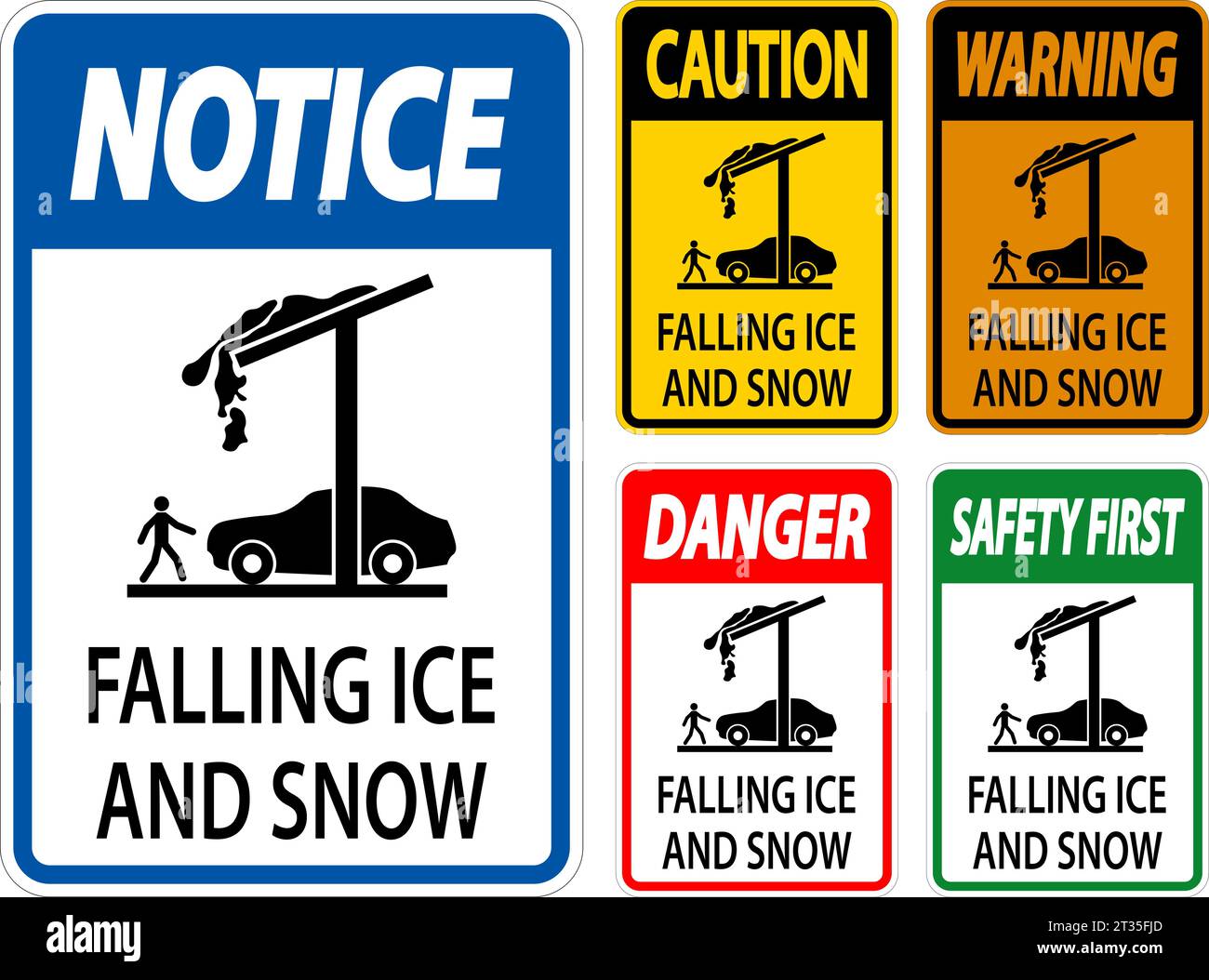 Ice and Snow Warning Sign Caution - Falling Ice And Snow Sign Stock ...