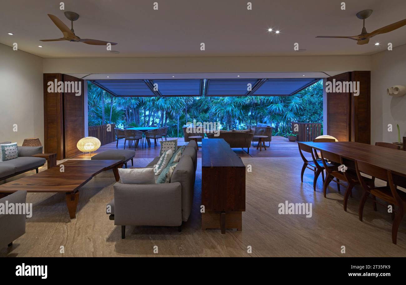 Main space at dusk. Holiday Home Tulum - Casa Uh K aay, Tulum, Mexico ...