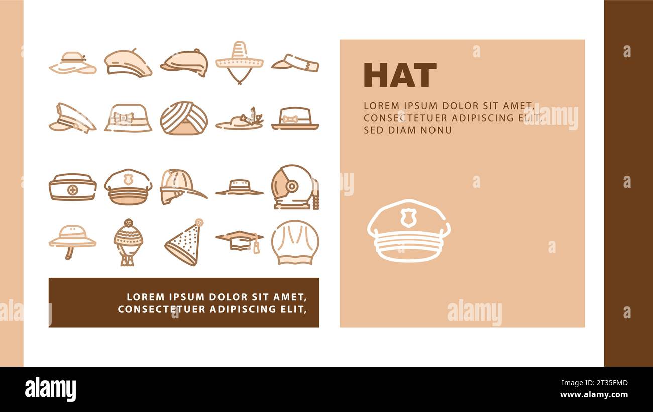 hat cap white head landing header vector Stock Vector Image & Art - Alamy