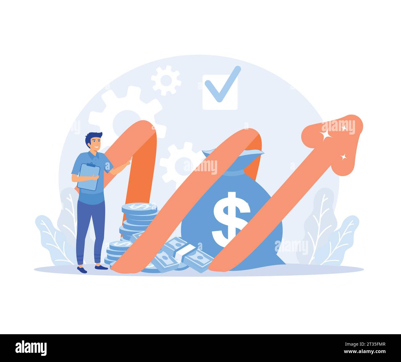 Income growth chart, banking services, financial report graph, return ...