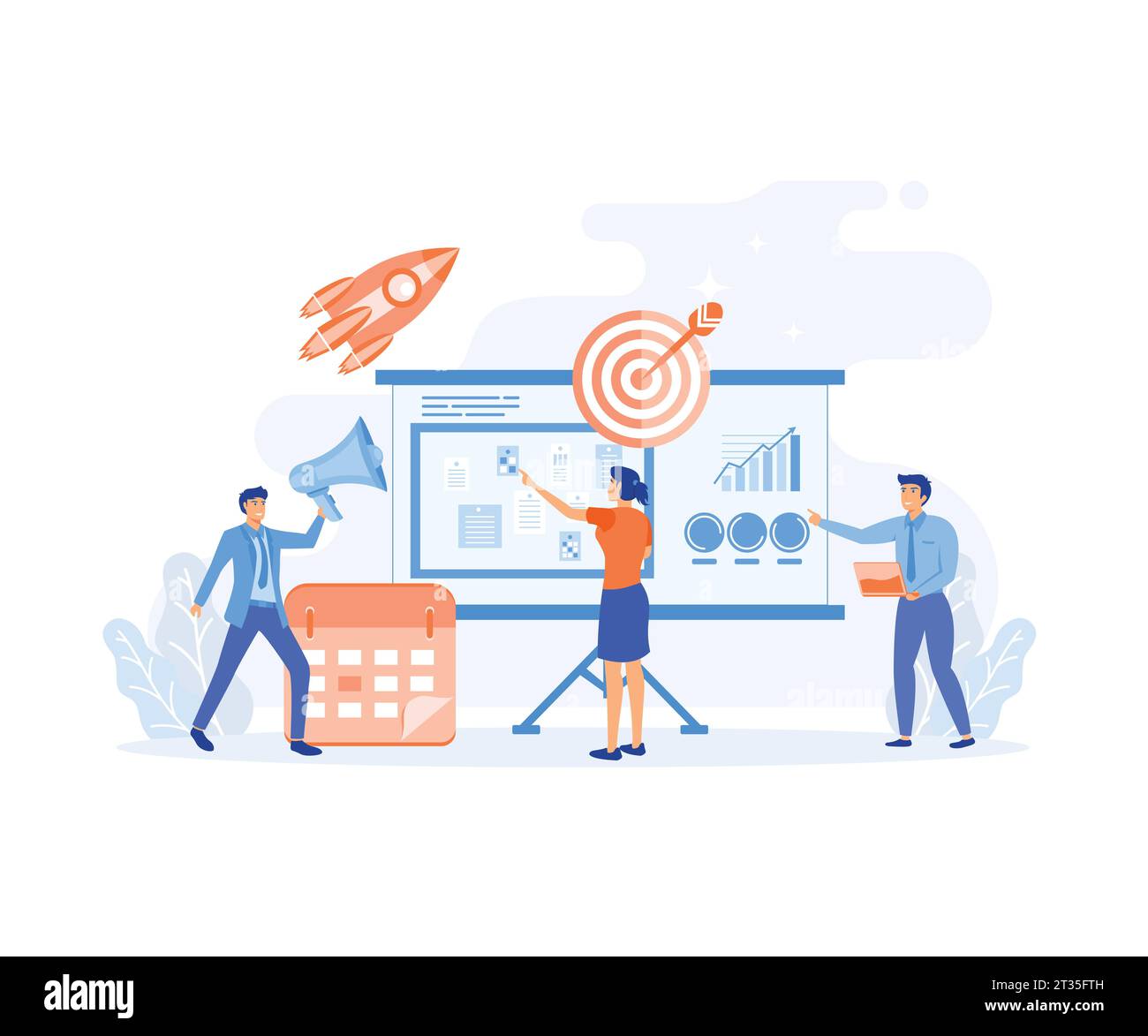 Working on marketing plan Stock Vector Images - Alamy