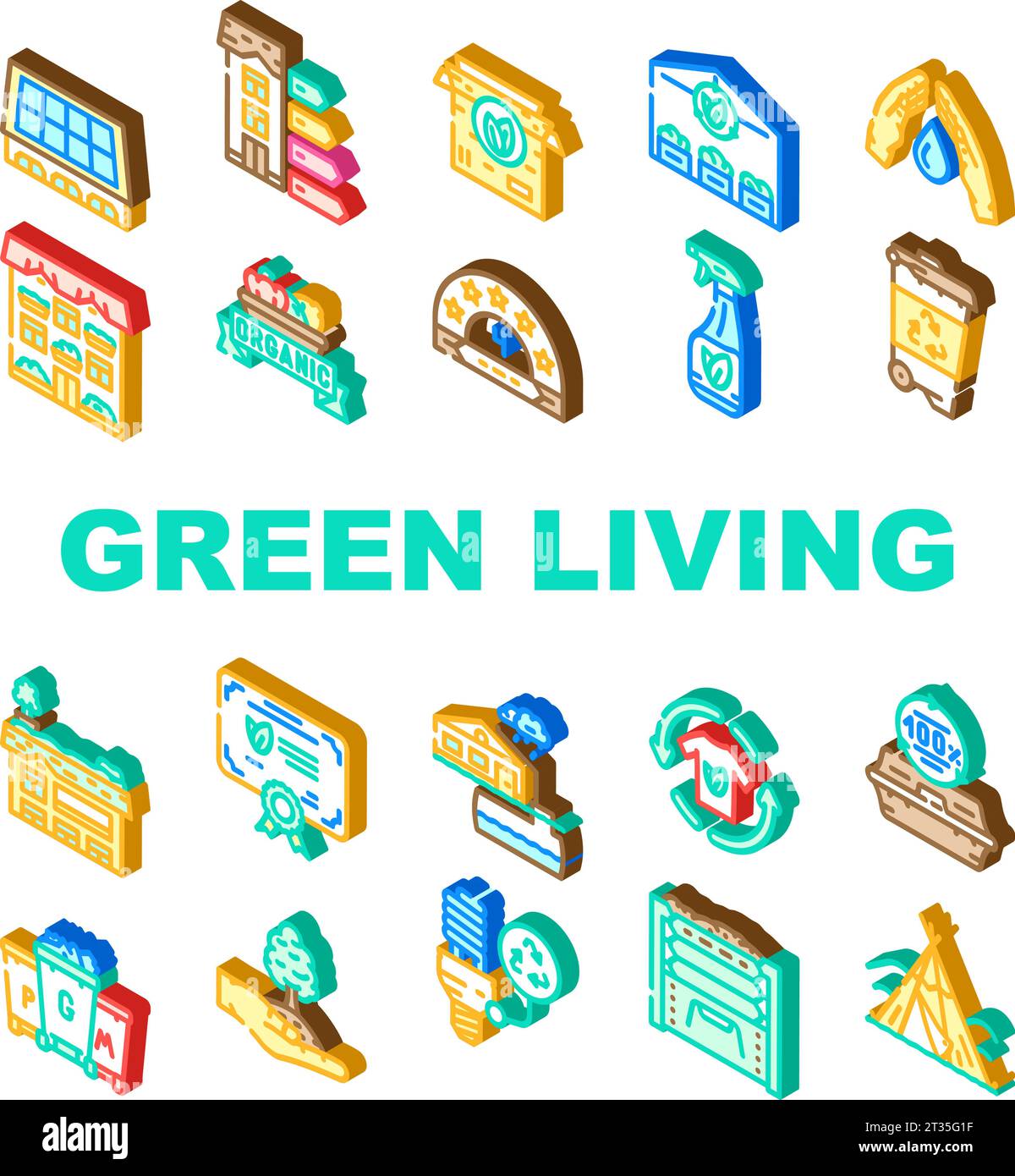green living eco icons set vector Stock Vector Image & Art - Alamy