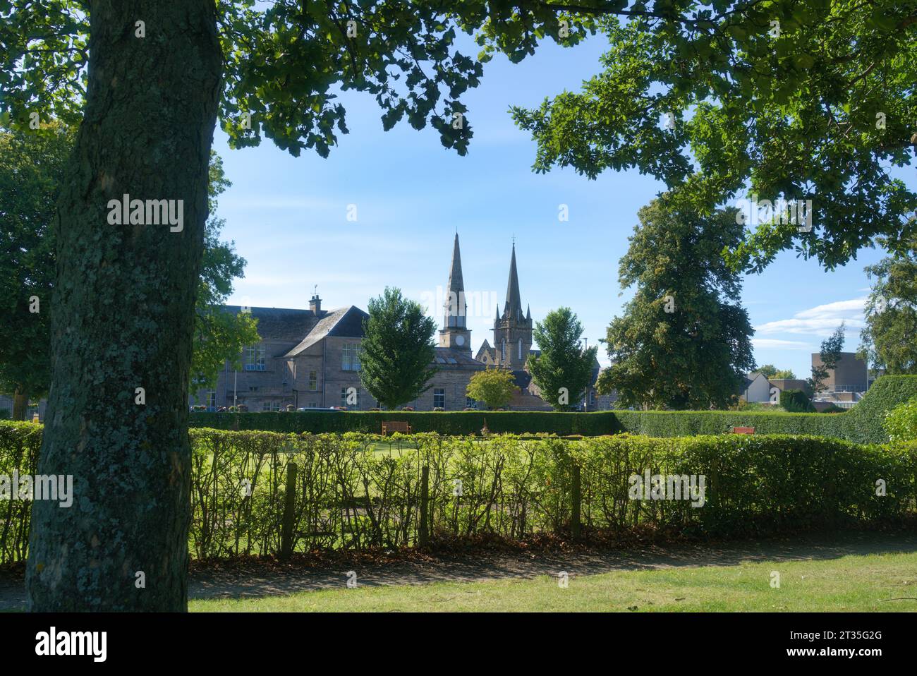 Forres, Grant Park gardens at the eastern end of the High Street and ...