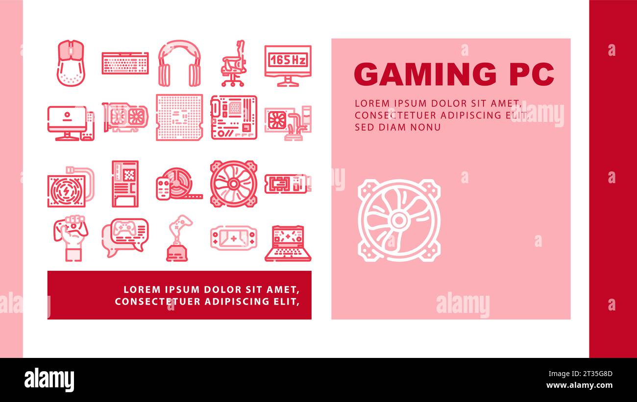 game pc computer gaming landing header vector Stock Vector Image & Art ...
