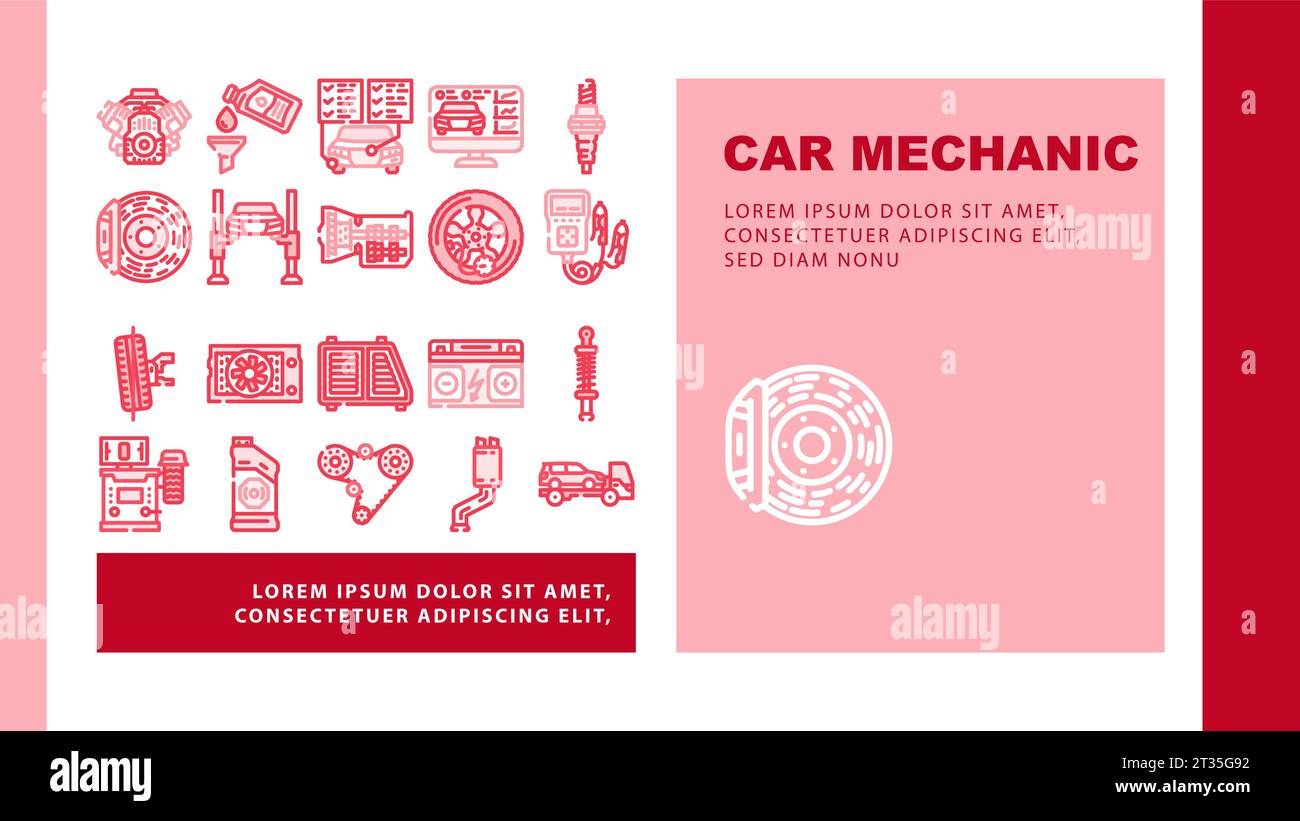 car mechanic auto landing header vector Stock Vector Image & Art - Alamy