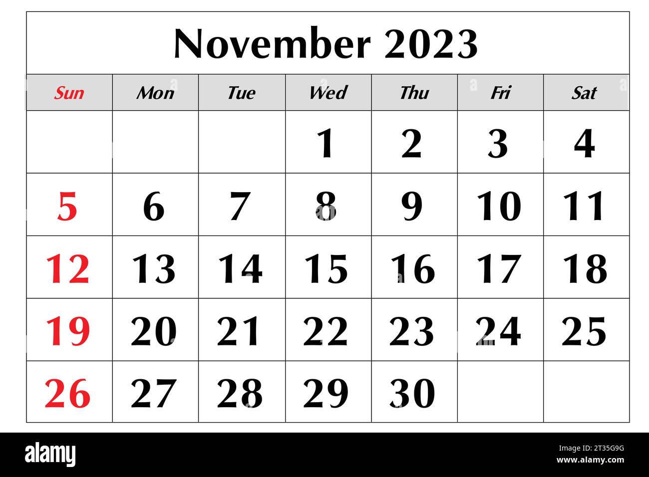 November 2023 calendar. Monthly planning for your business events ...