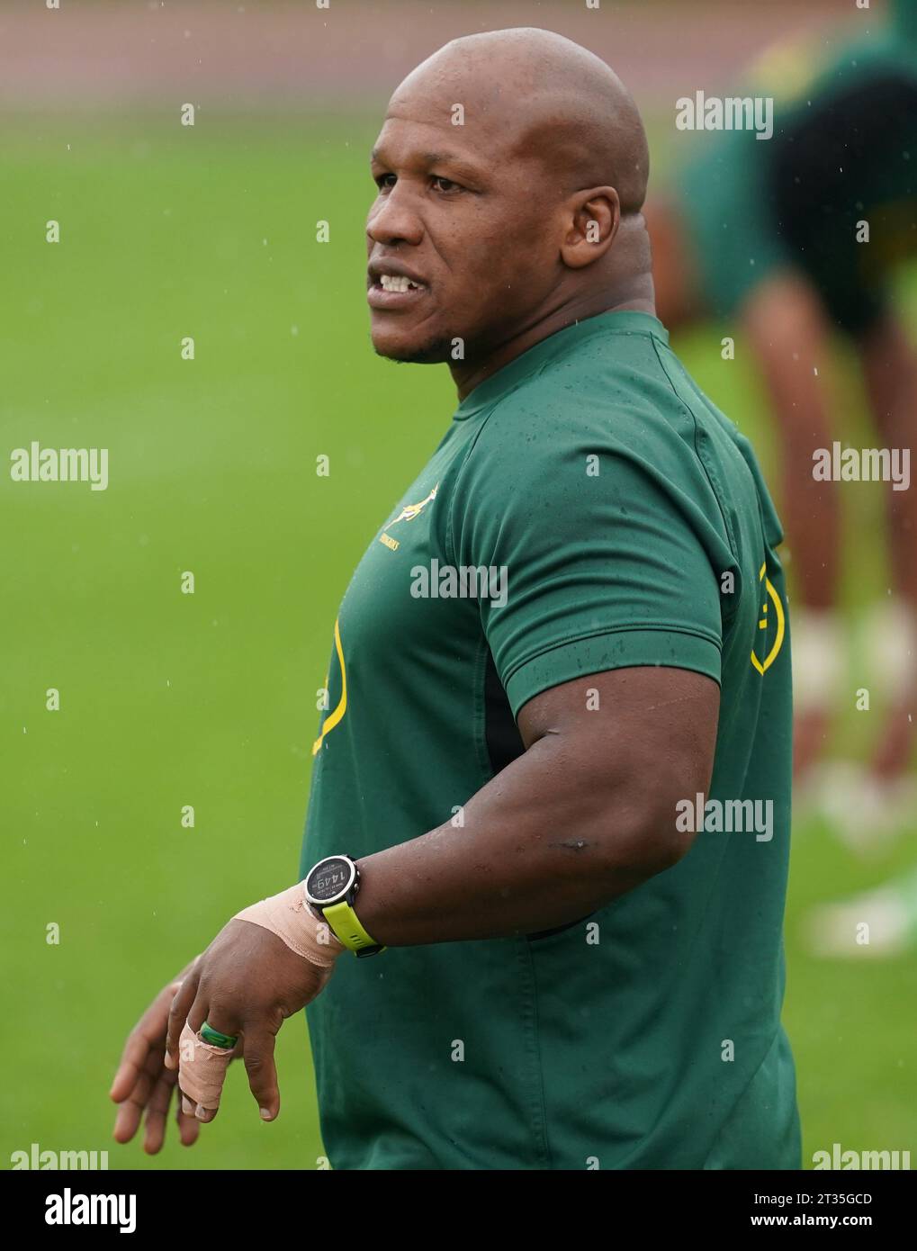 South Africa's Bongi Mbonambi during a training session at Stade des ...