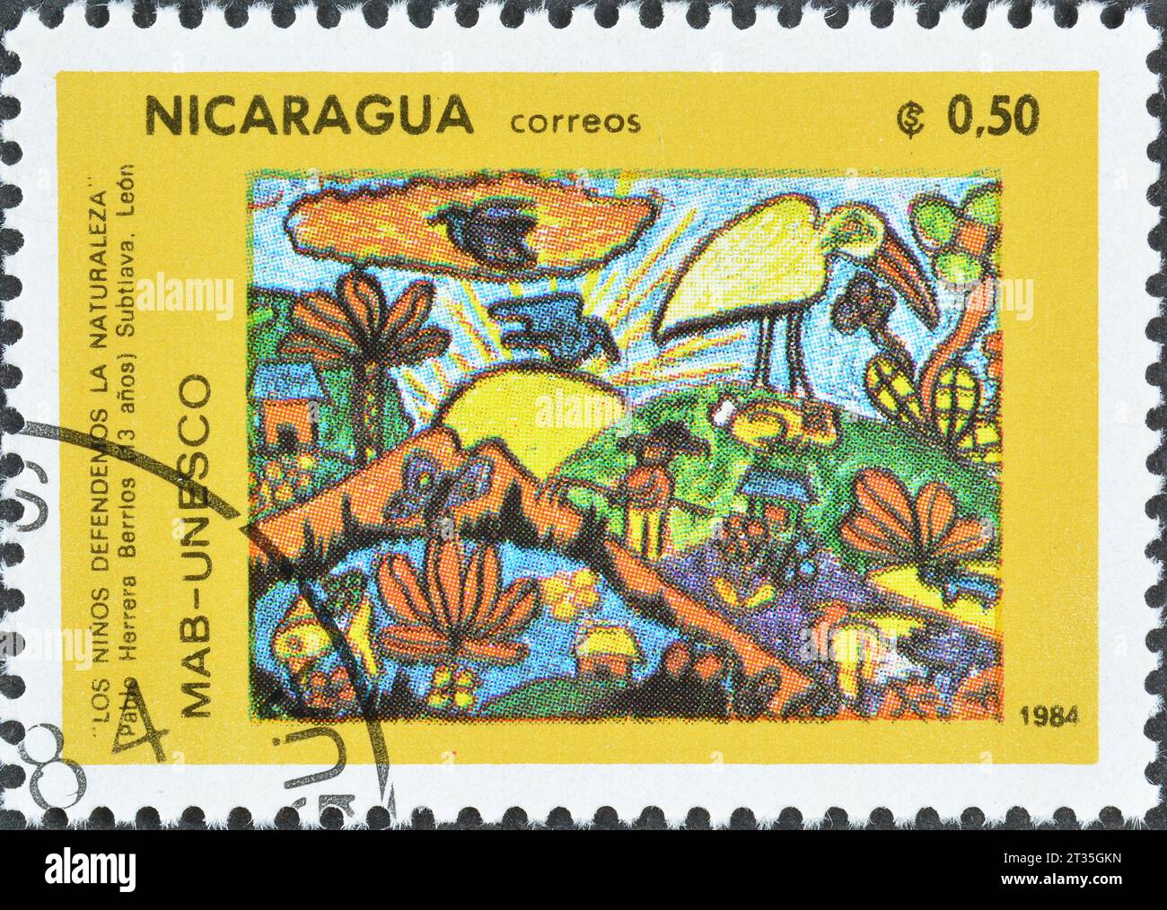 Cancelled postage stamp printed by Nicaragua, that shows The Children ...