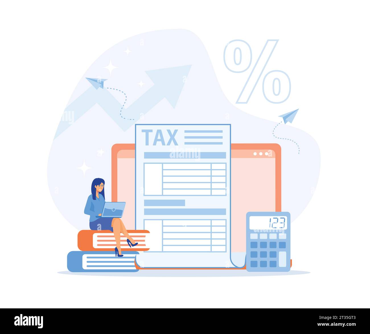 Taxation planning concept. Characters using tax calendar to filling tax ...