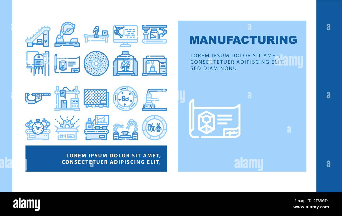 manufacturing factory production landing header vector Stock Vector ...