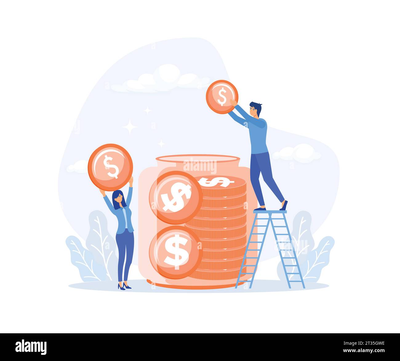 financial management, Family couple saving money. Man and woman ...