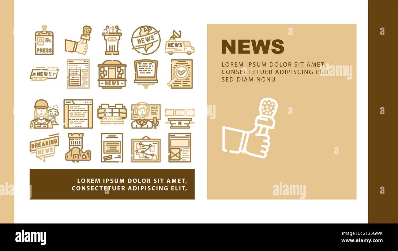 news media screen business landing header vector Stock Vector Image ...