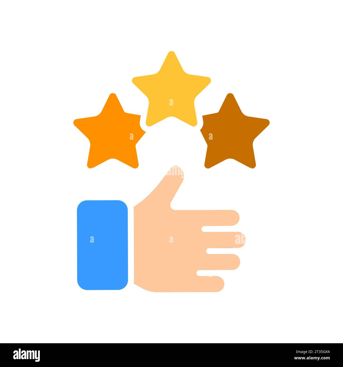 Three stars with thumbs up line icon. Rating, favorites, likes, rating ...