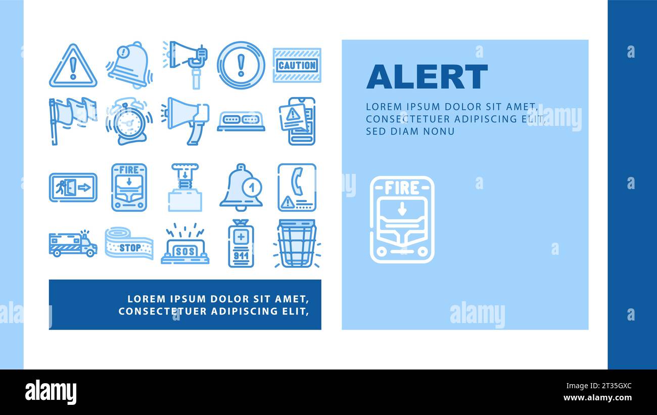 Alert caution error danger landing web page vector security attention ...