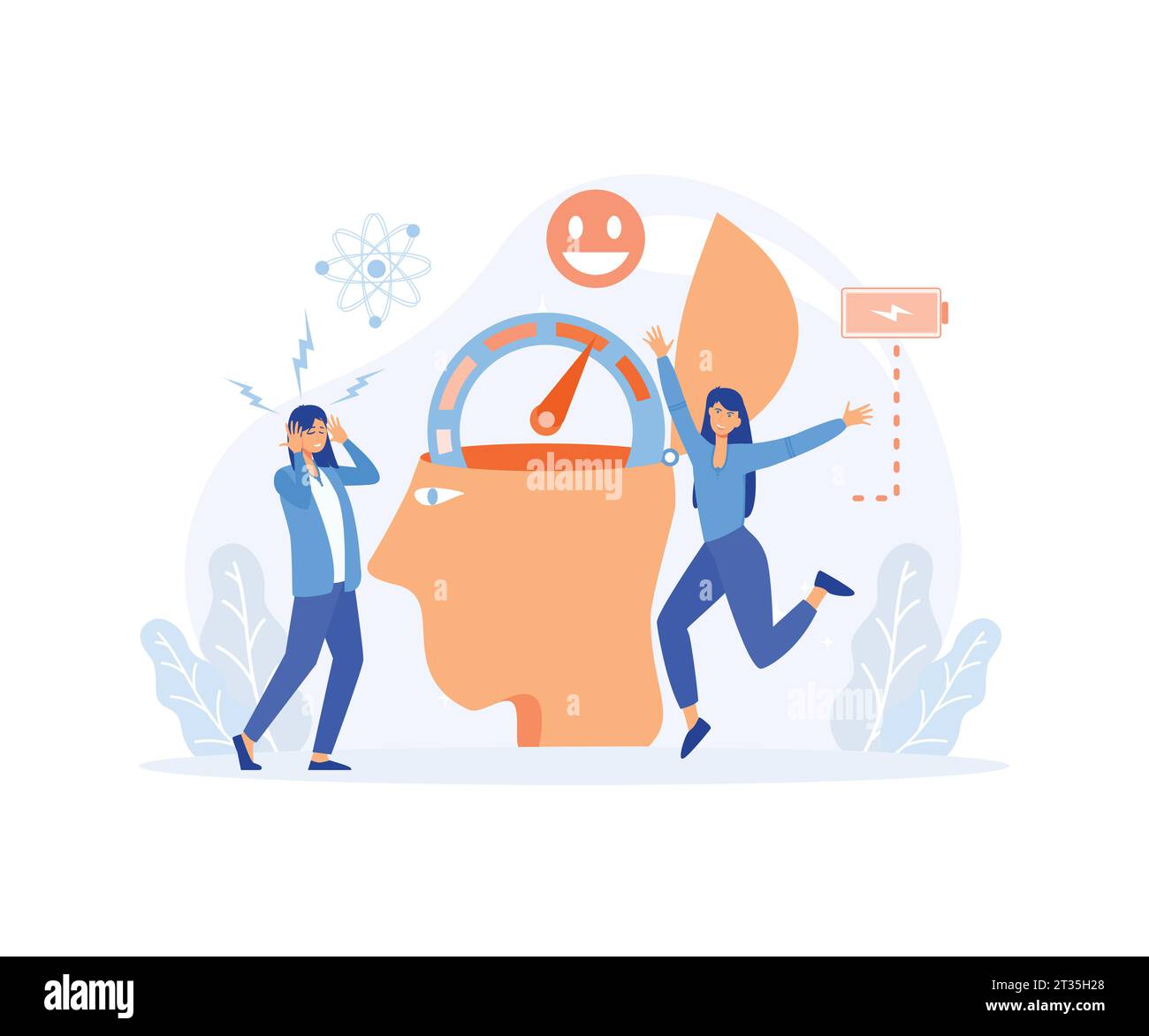 Stress Level, Mood Scale. Tired Exhausted Overworked and Happy, Burnout ...