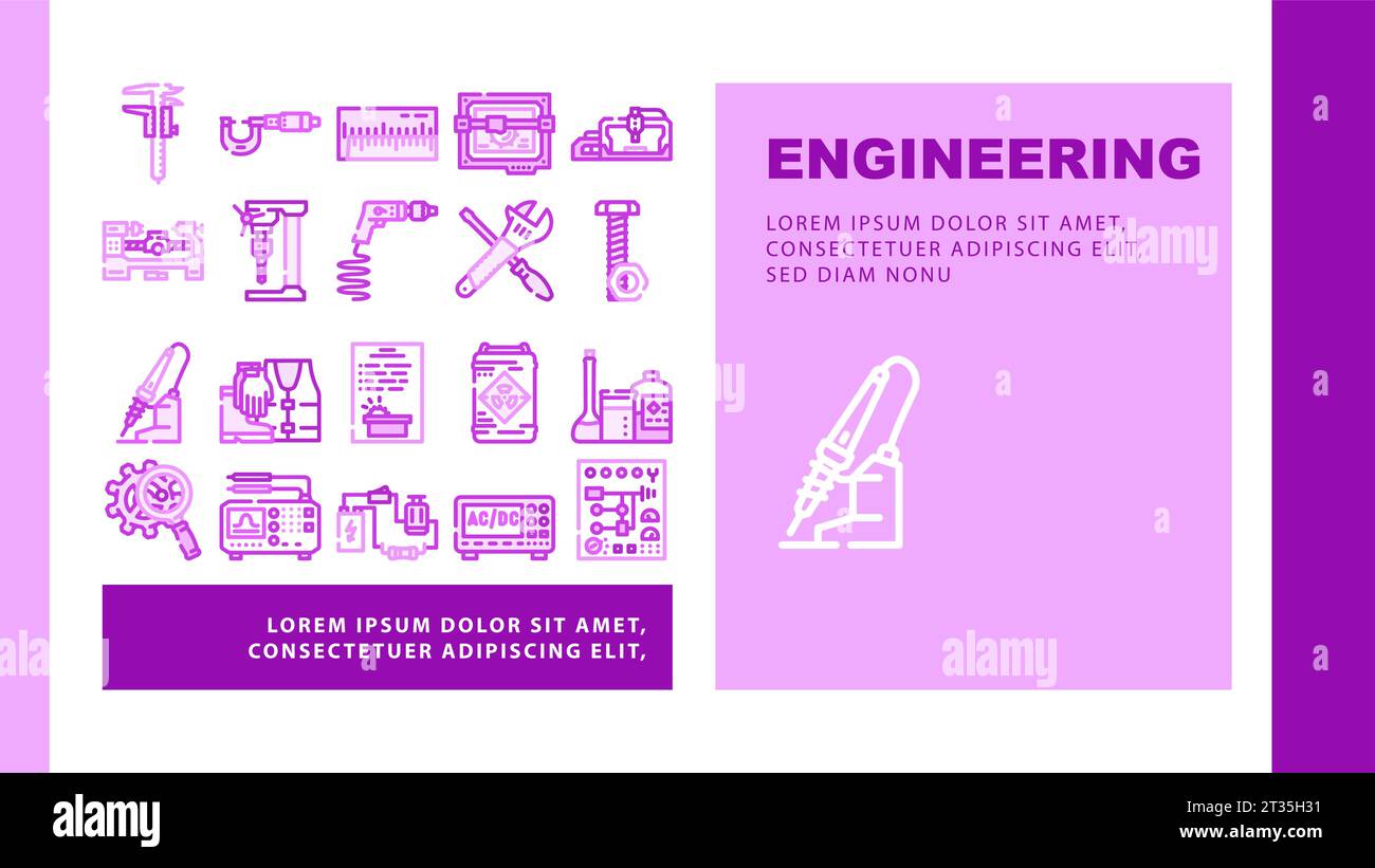 engineering tool work equipment landing header vector Stock Vector ...