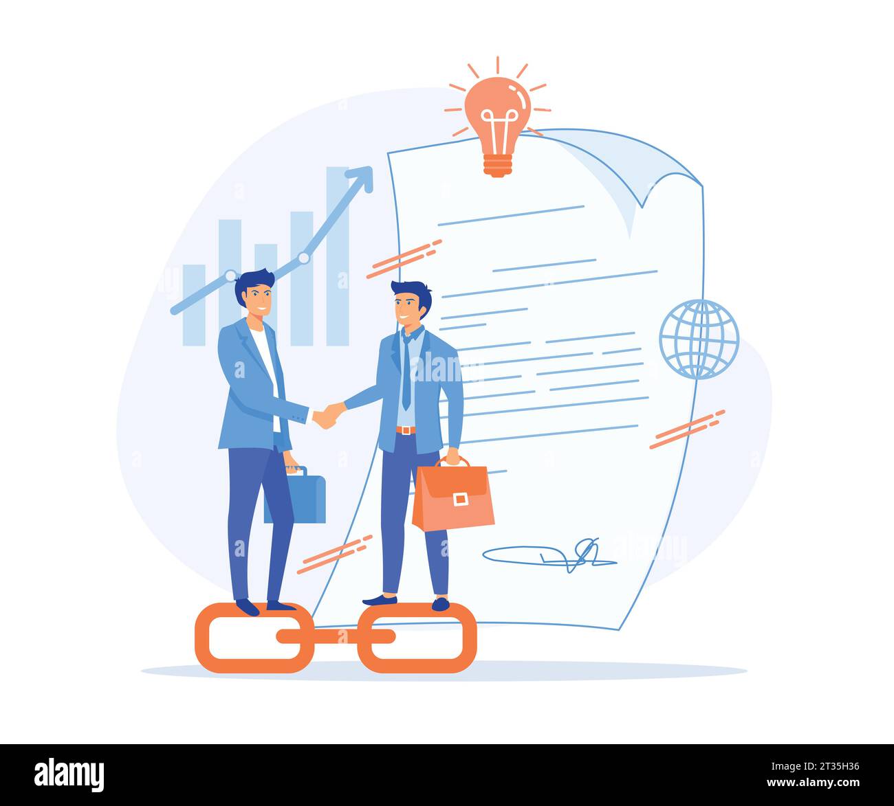 contract agreement concept, people shake hand and standing on a signed ...