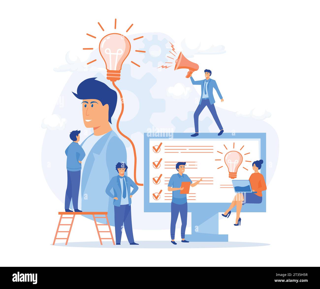 Team Work on Realization Idea. People Make List Creative Ideas. Team ...