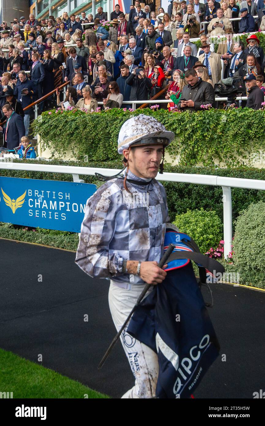 Ascot, Berkshire, UK. 21st October, 2023. Jockey Dylan Browne McMonagle ...