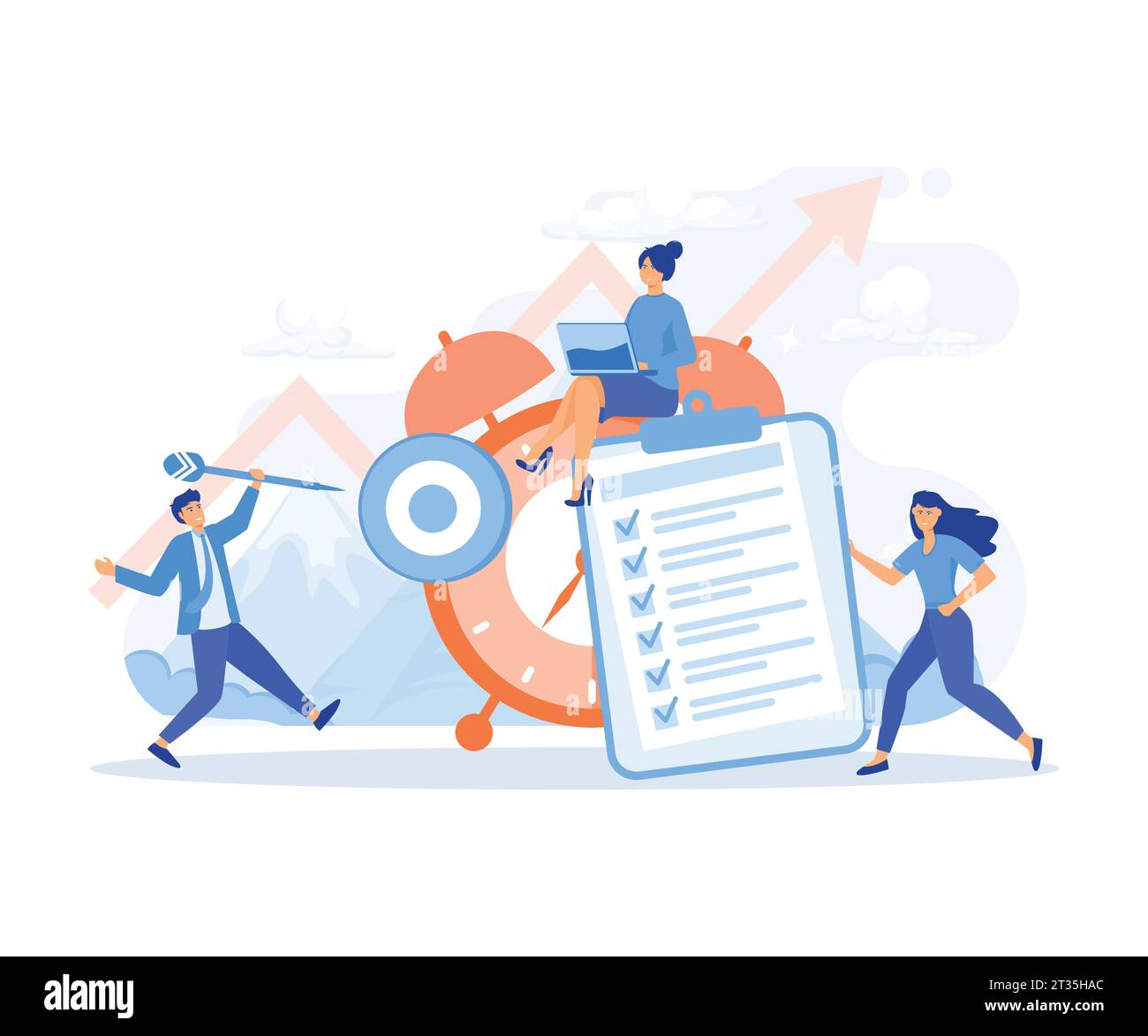 Time Management Discipline, active group of people doing their daily ...