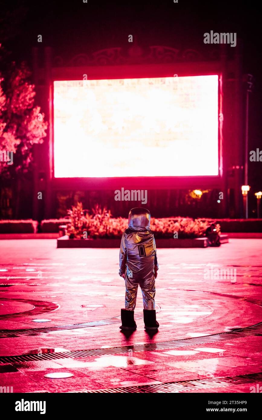 Shining astronaut on space hi-res stock photography and images - Alamy