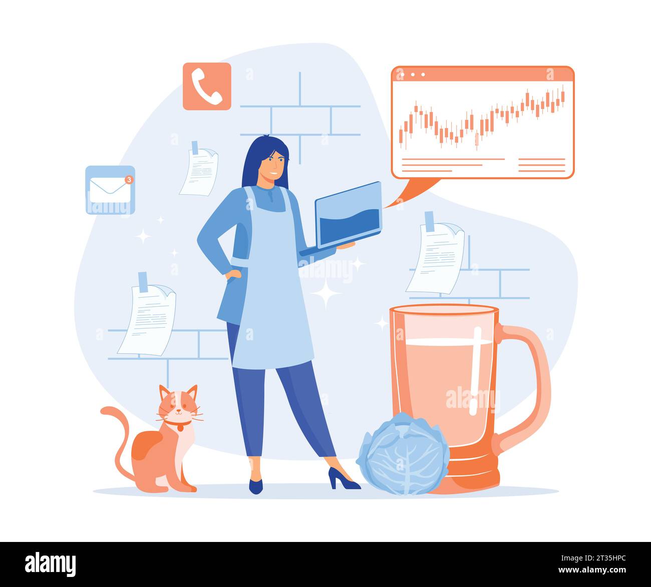 Multitasking, time management concept. Multitasking busy mom at home, A ...