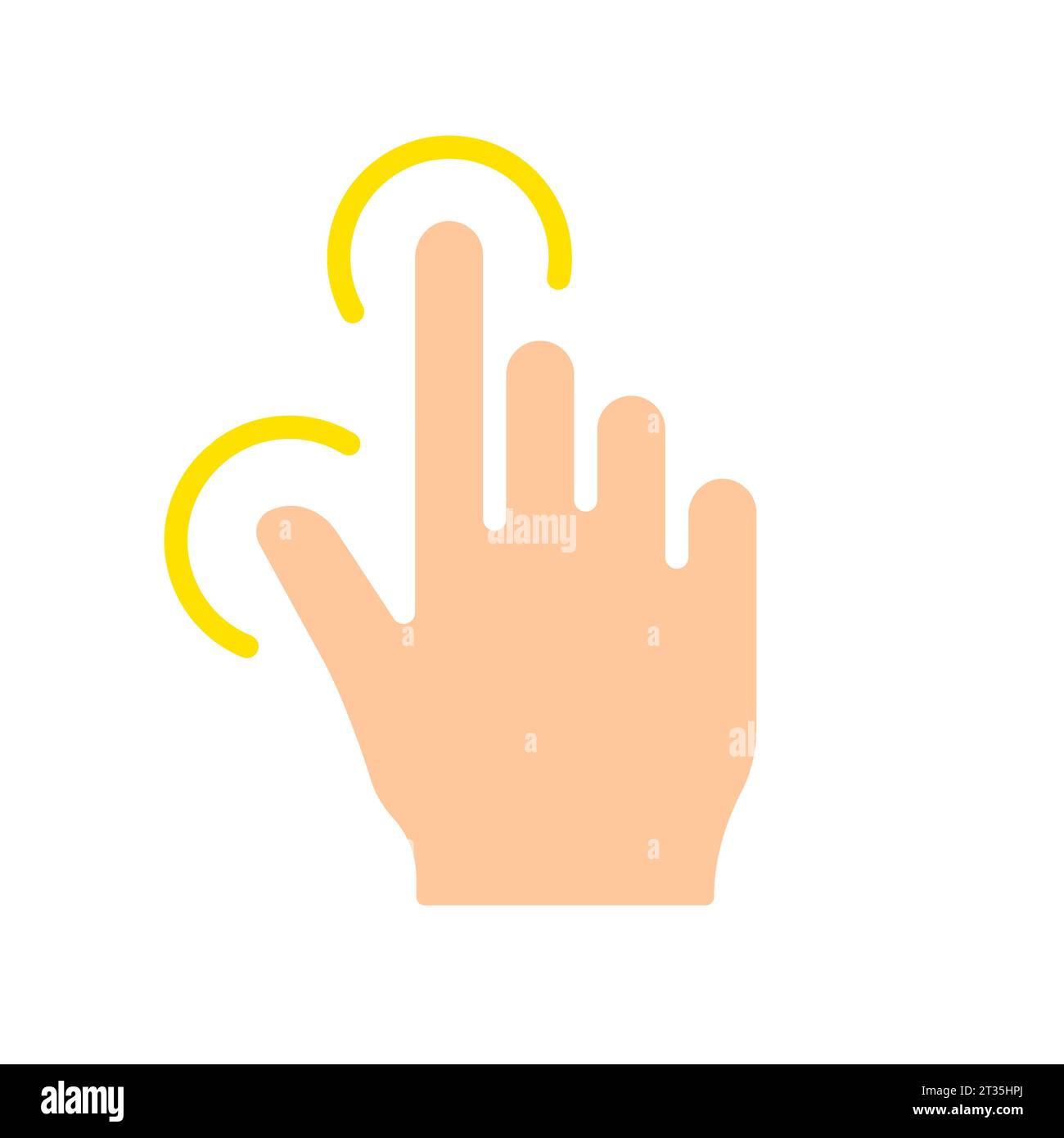 Hand manipulates line icon. Controls, touchpad, tablet, phone, sensor ...