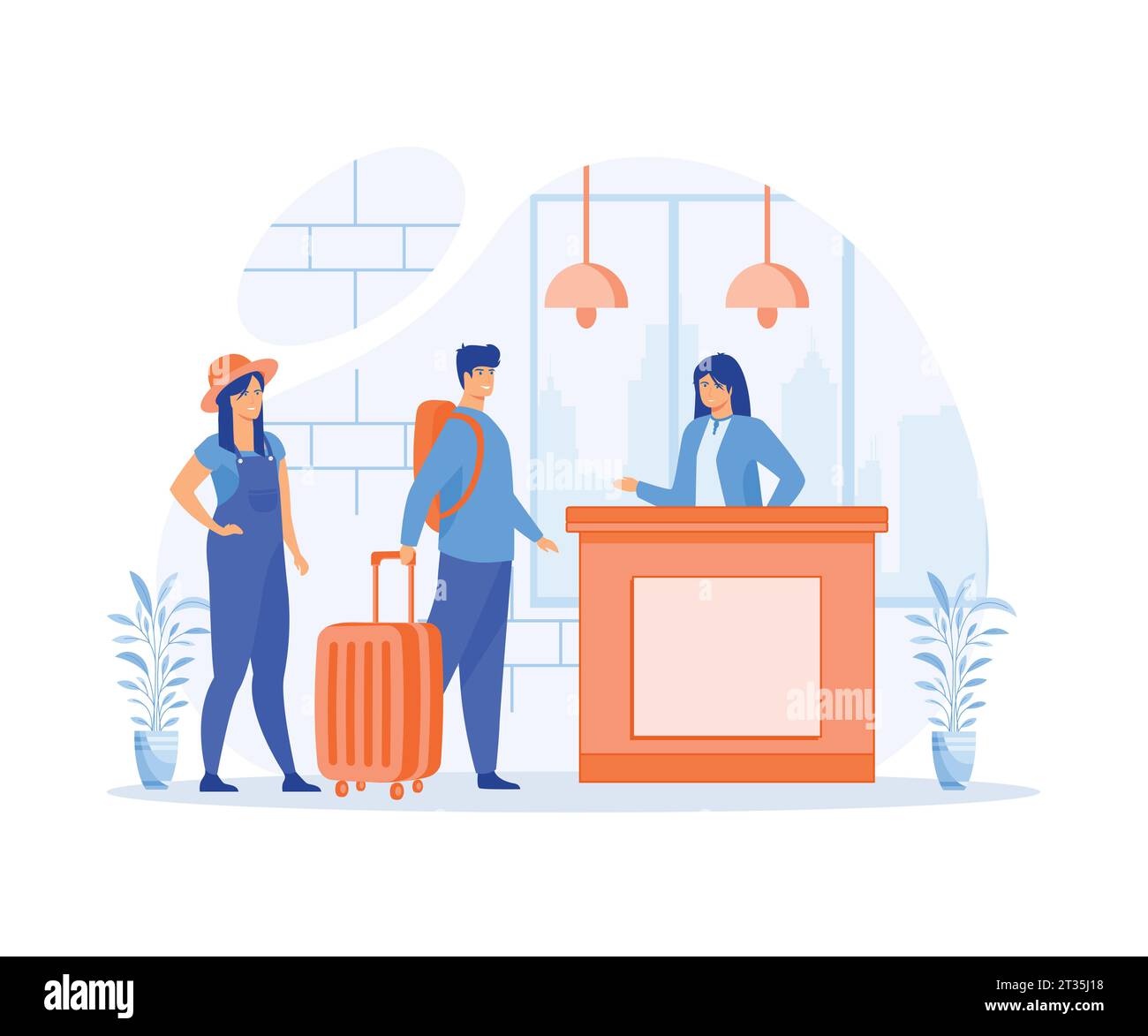 receptionist job. Client consulting manager at reception. Tourists ...