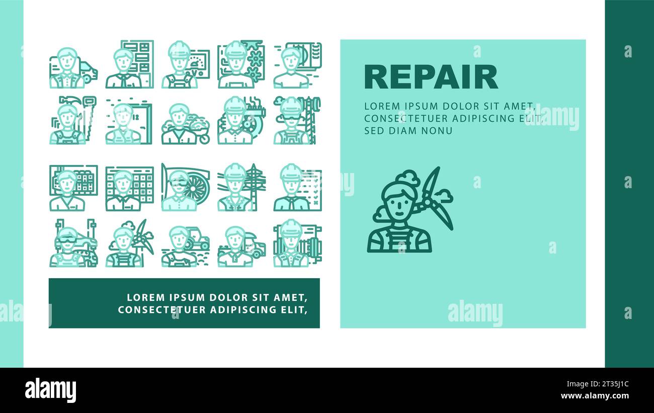 repair worker equipment job icons set vector Stock Vector Image & Art ...