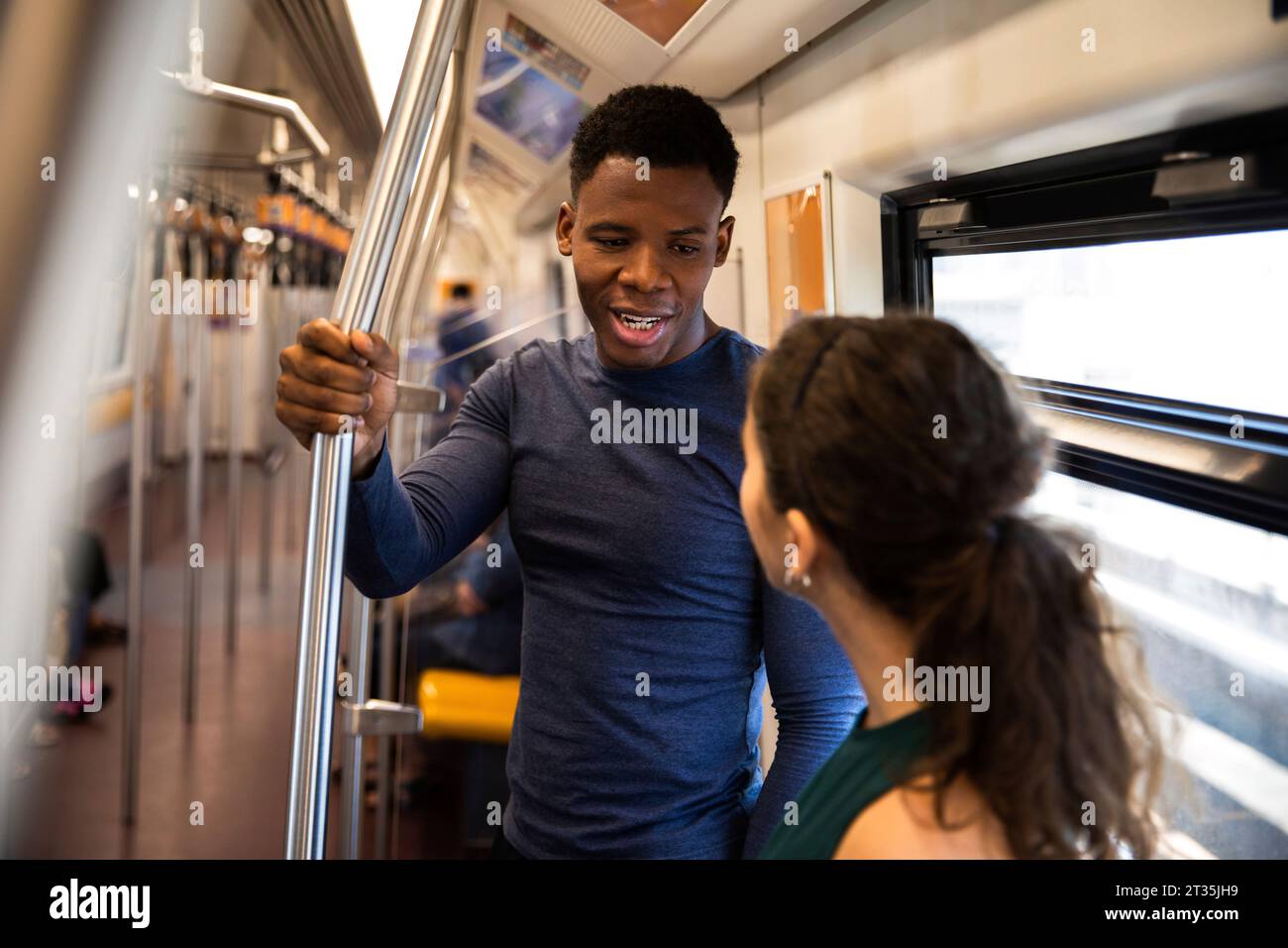 Woman and man in train hi-res stock photography and images - Alamy