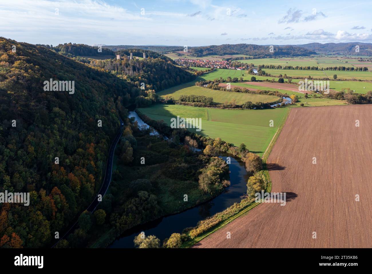 The Werra Valley between Hesse and Thuringia at Herleshausen Stock ...