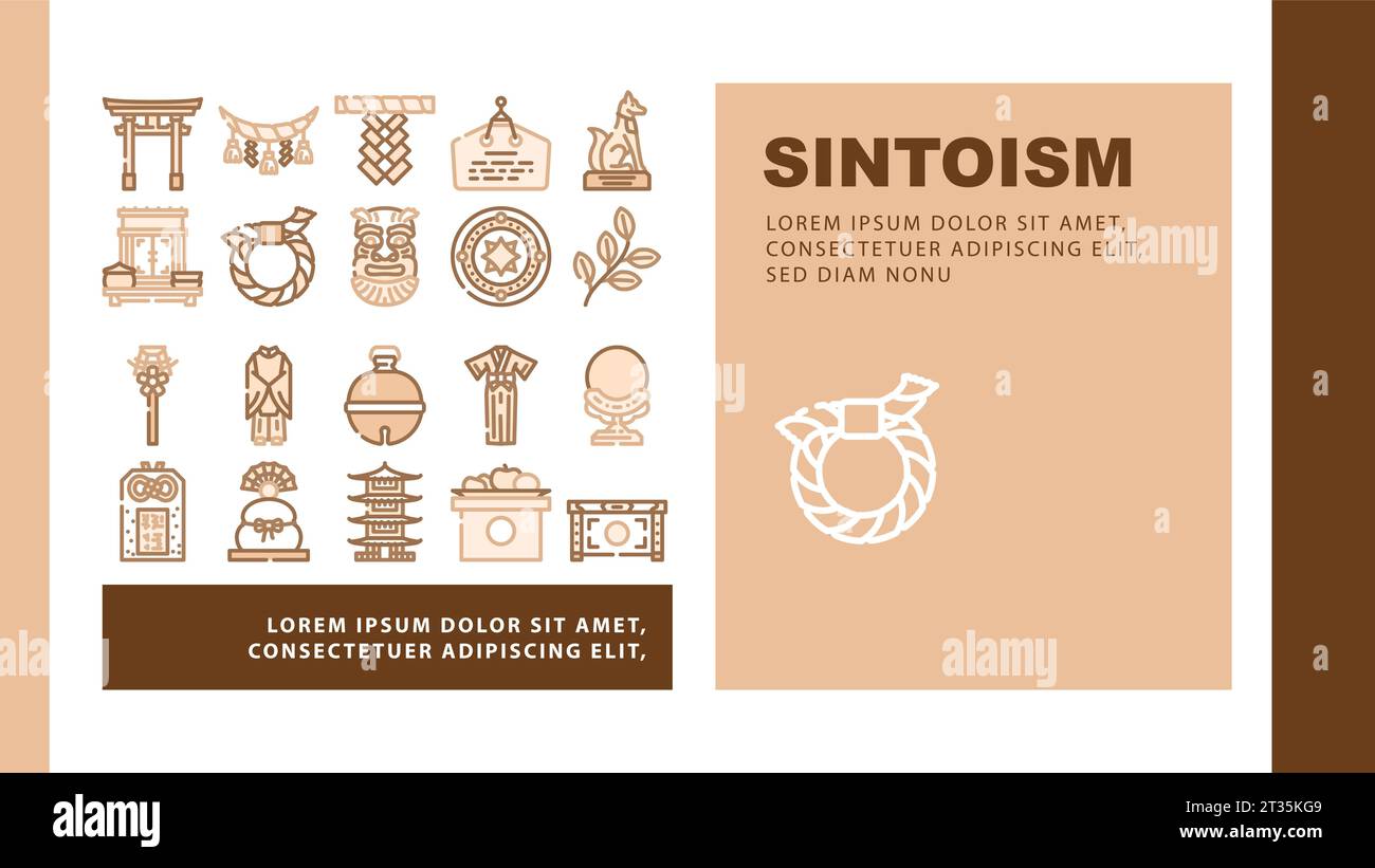 shinto japan shrine travel landing header vector Stock Vector Image ...