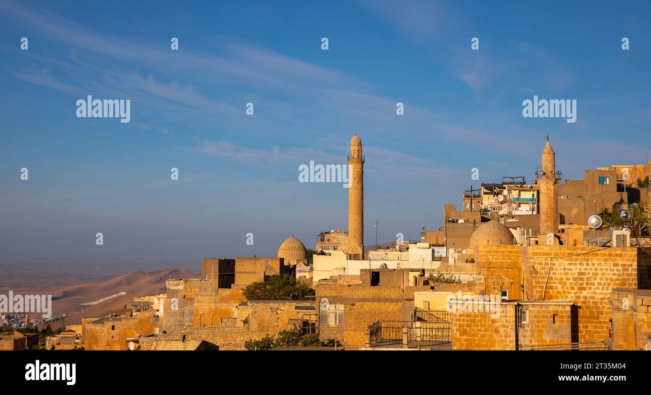 Ancient and stone houses of Old Mardin (Eski Mardin) with Mardin Castle ...