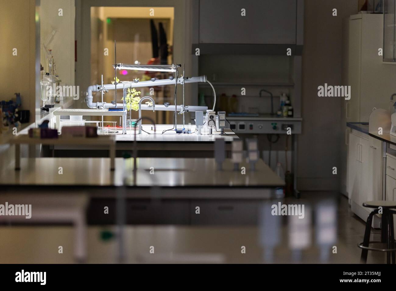 Modern science room with glass partitions Stock Photo - Alamy