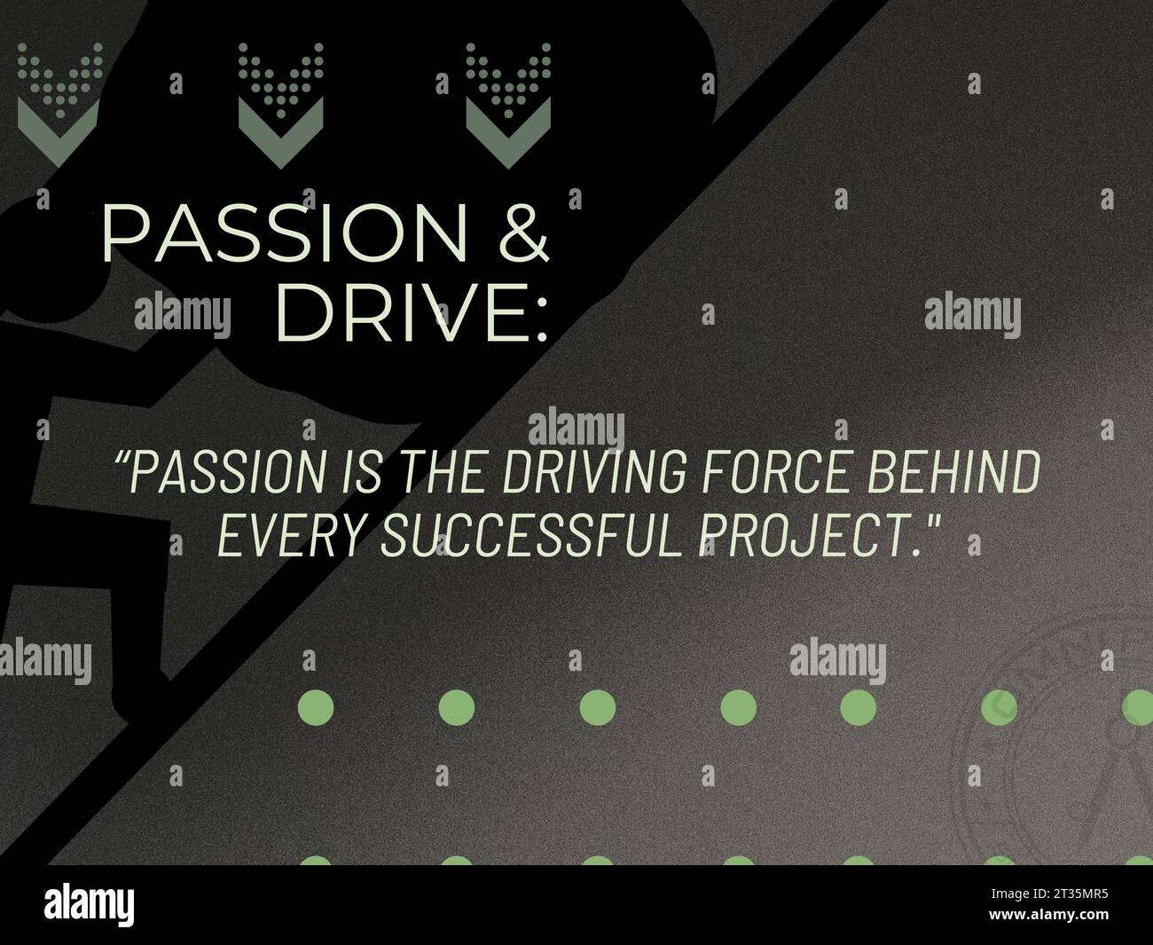 A dark background with the message 'Passion is the driving force behind ...
