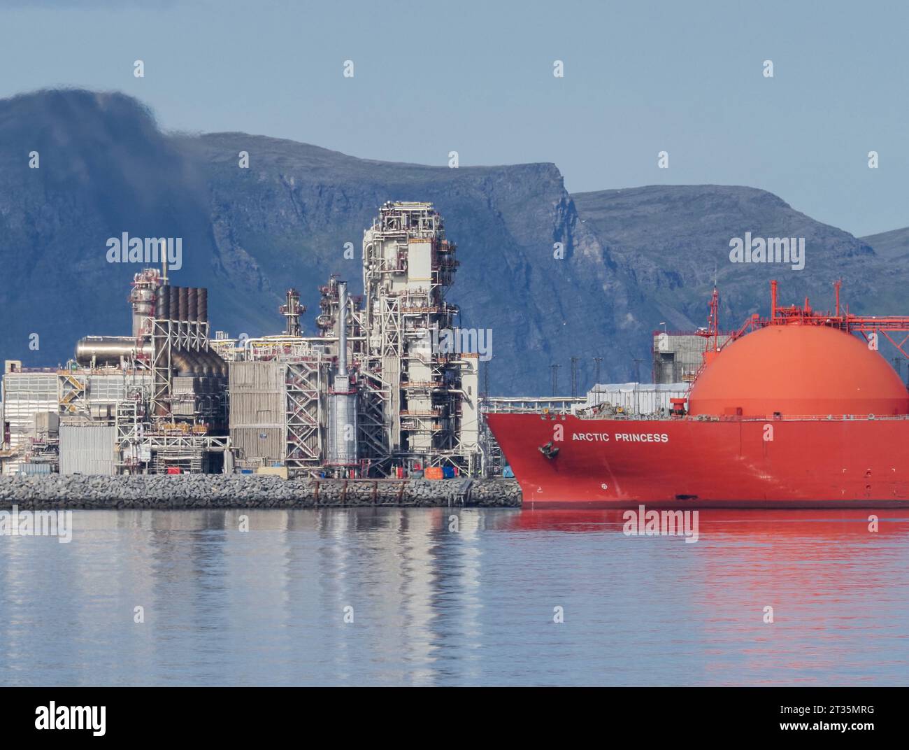 Hammerfest, Norway. 24th Aug, 2023. The LNG tanker "Arctic Princess" (LNG for liquefied natural ...