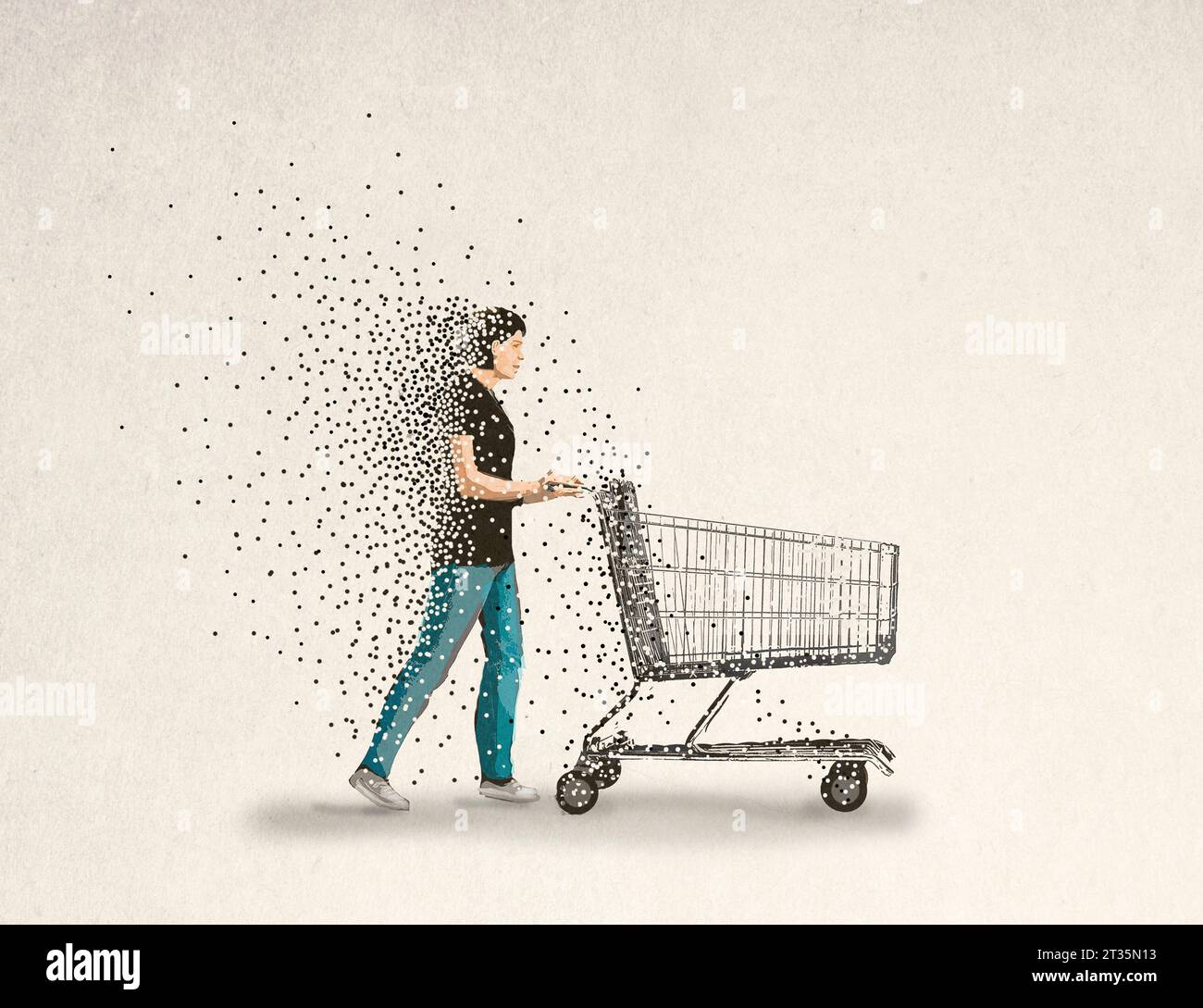 Illustration of disappearing woman pushing empty shopping cart Stock ... Illustration of disappearing woman pushing empty shopping cart Stock ...