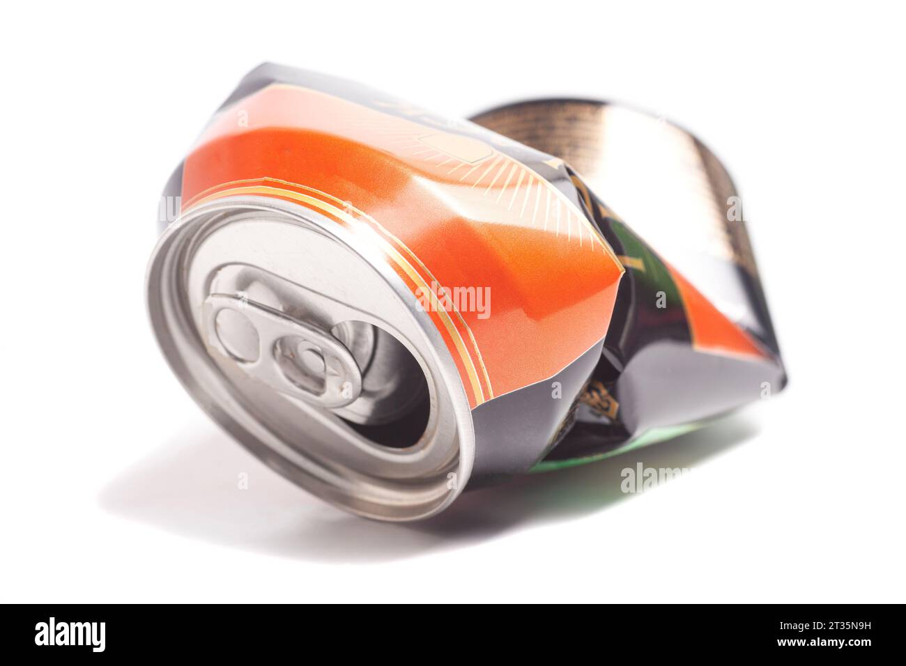 Empty crumpled can from energy drink or beer Stock Photo - Alamy