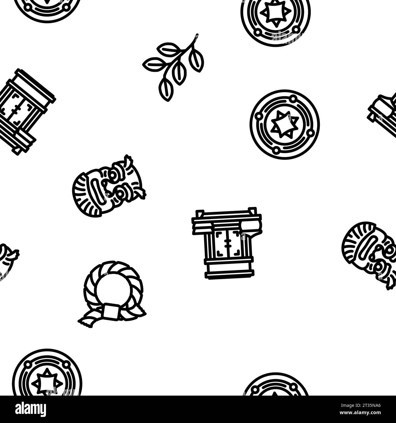 shinto japan shrine travel vector seamless pattern Stock Vector Image ...