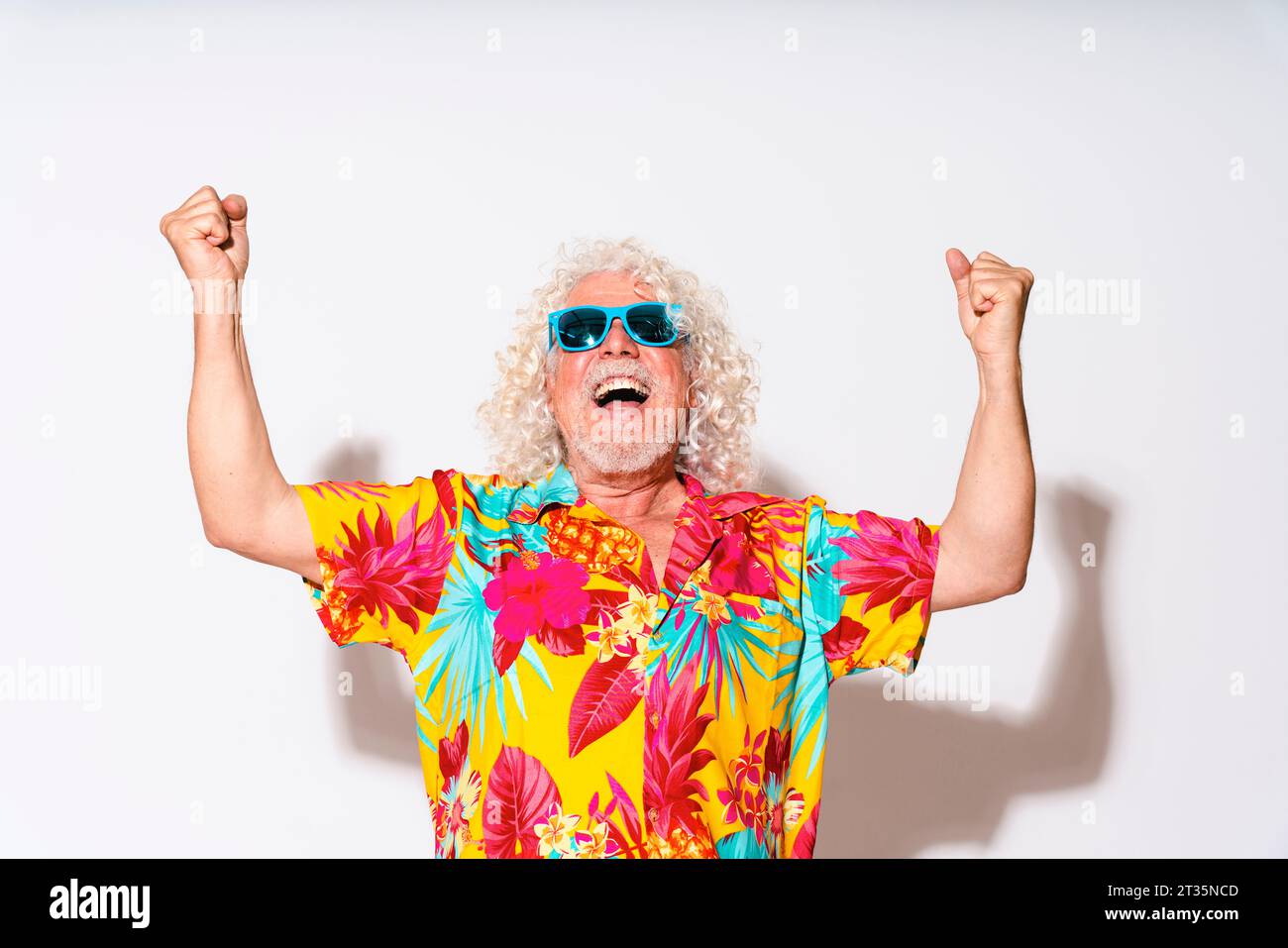 Cheerful senior man curly white hi-res stock photography and images - Alamy