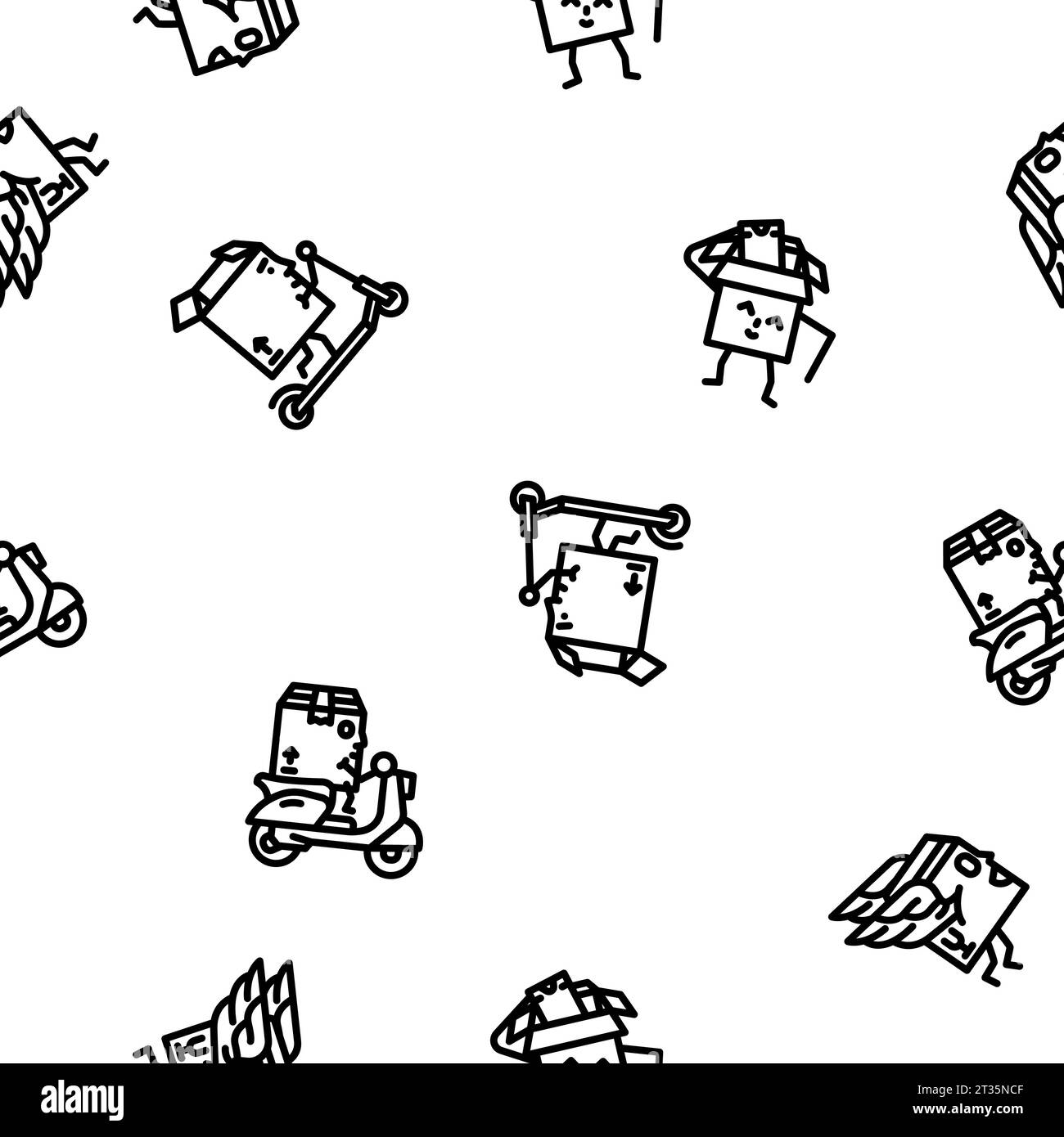 cardboard box character seamless pattern vector Stock Vector Image ...