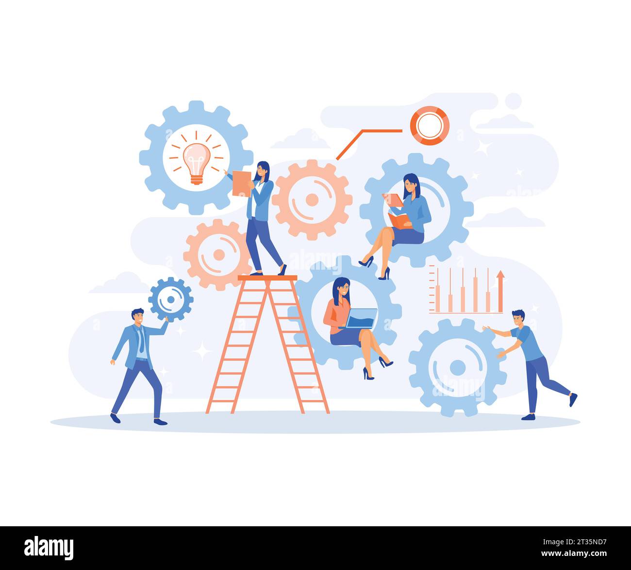 Communication and teamwork concept, Business people working together in ...